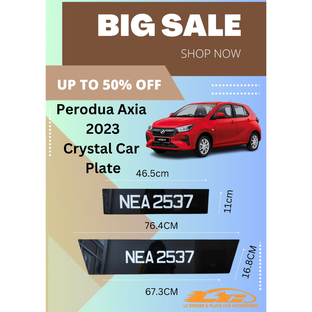 Crystal Car Plate For Perodua Axia 2023 -Without Frame(LC) | Shopee ...