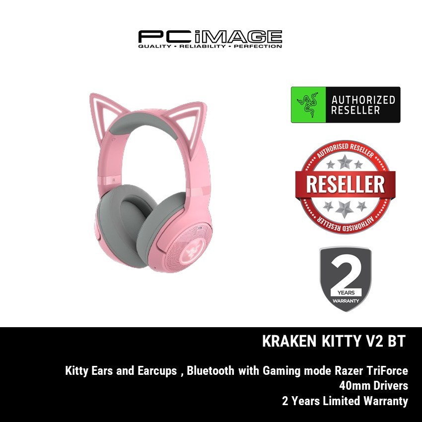 Razer Kraken Kitty V2 BT Wireless Bluetooth RGB Headset with Kitty Ears ...