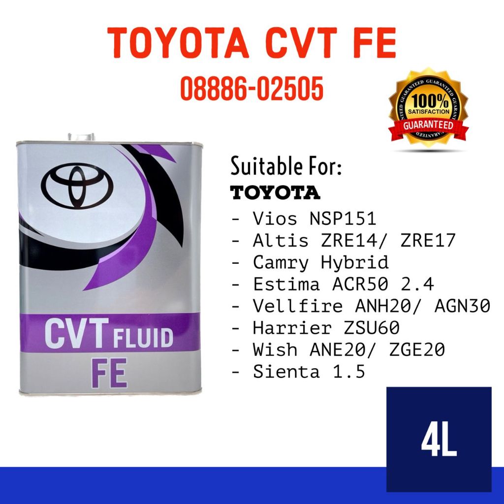 【100% ORIGINAL】MINYAK TRANSMISI AUTOMATIK CVT TOYOTA CVT FE (4L) (08886 ...