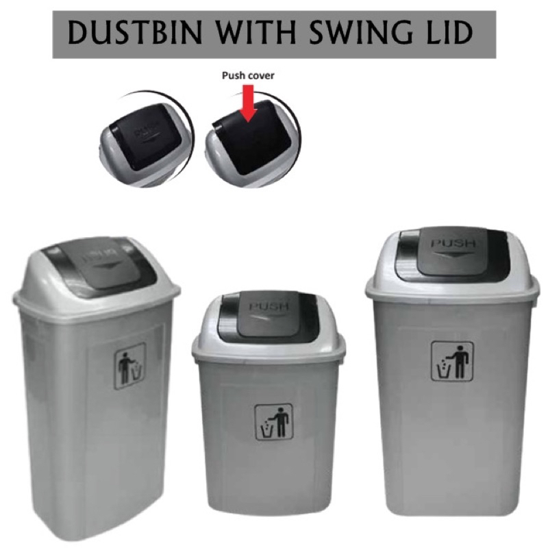 Tong Sampah Dustbin With Swing Lid/Kitchen Plastic Trash Bin Eco ...