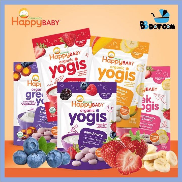 Happy Baby Organic Yogis / Greek Yogis Freeze Dried Yogurt & Fruits ...