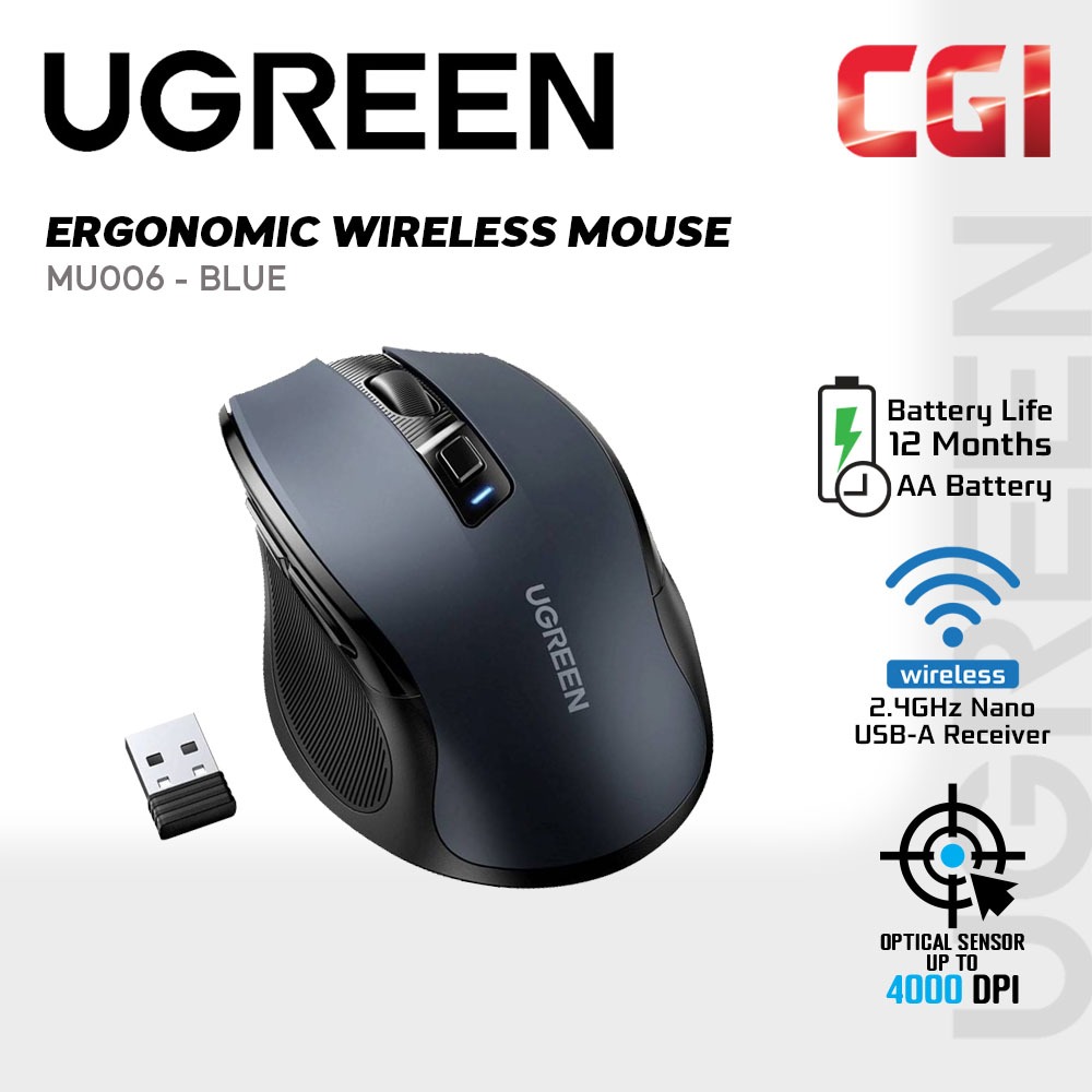 UGREEN 2.4G 4000DPI Wireless Silent Mouse MU006 - Blue | Shopee Malaysia