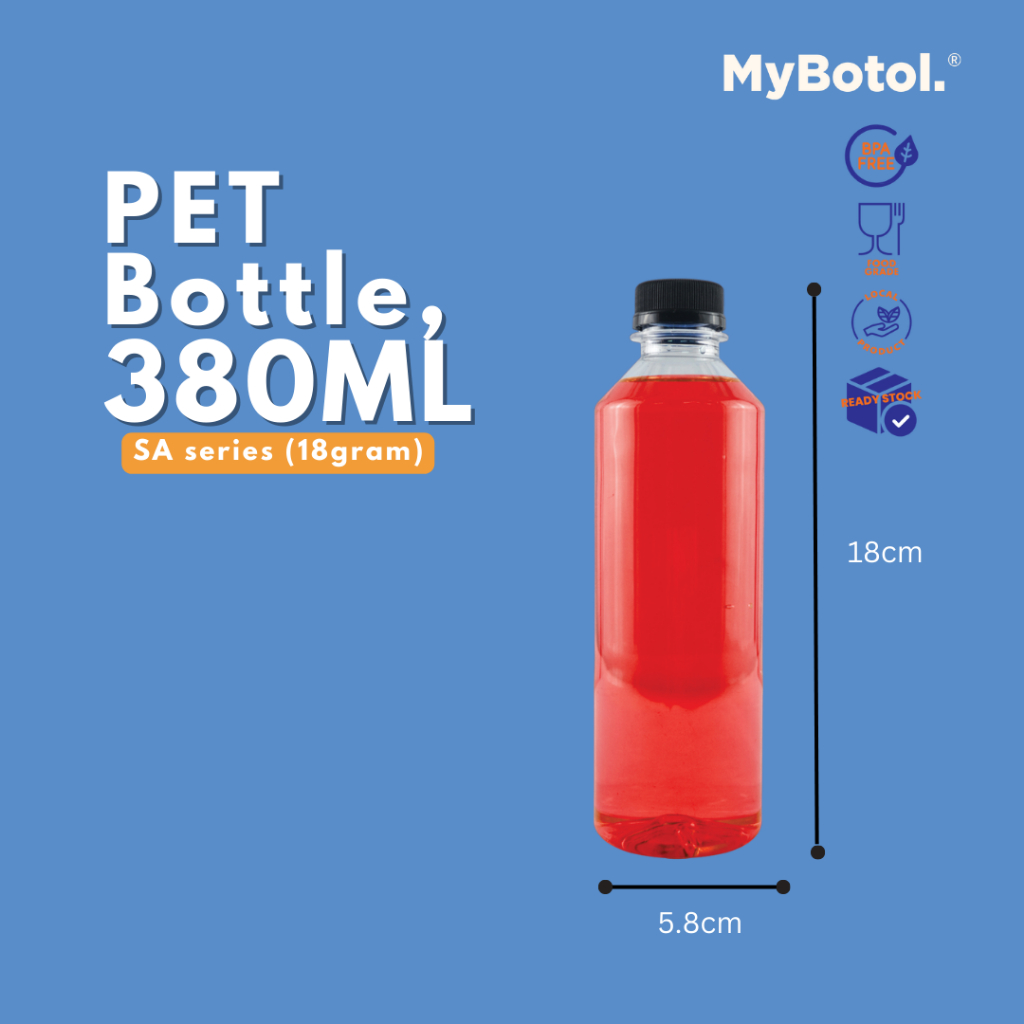 [mybotol] BOTOL PLASTIK 375ML 160PCS botol jus susu puding sedut botol ...