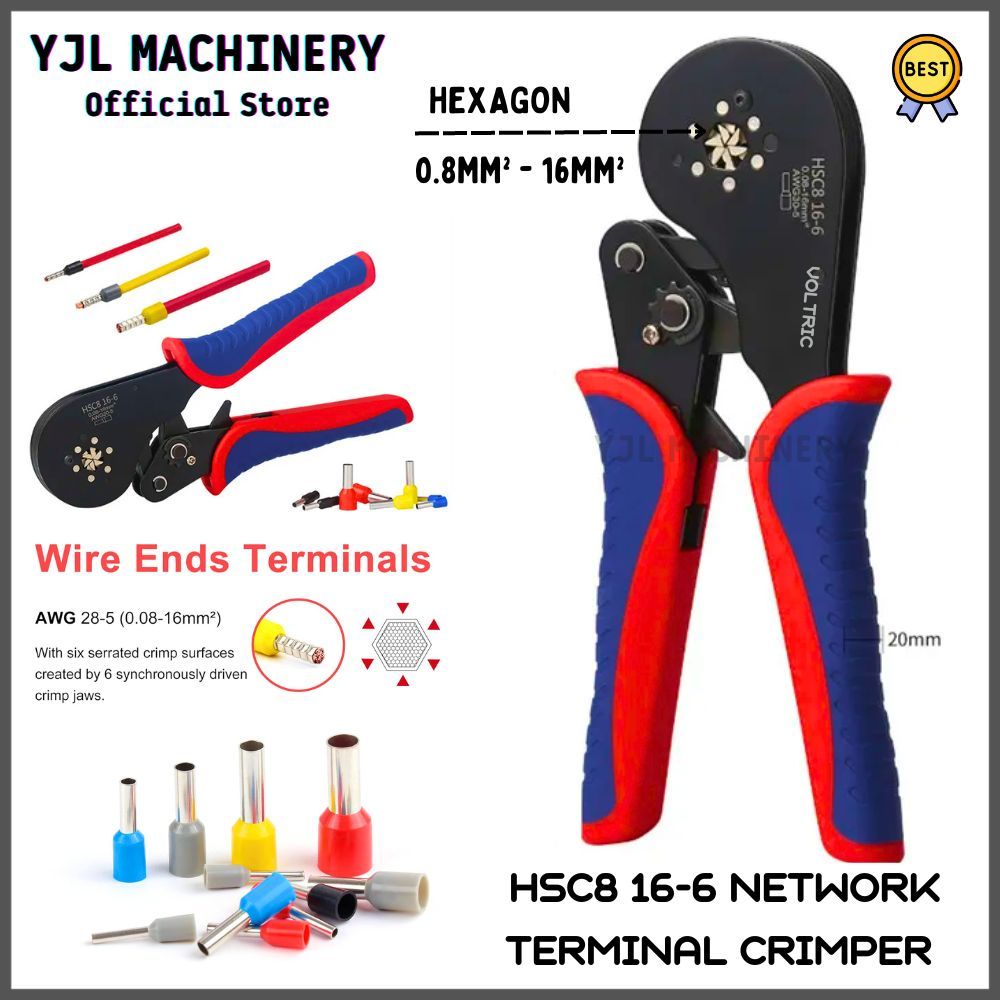 HSC8 16-6 Ratchet Hexagonal Wire Crimper - Professional Crimping Tool ...