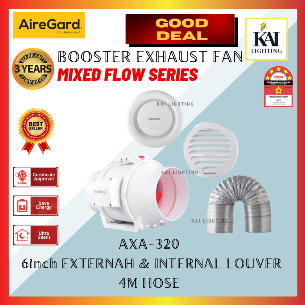 (FREE SHIPPING) AireGard AXA-160 /320/500 - 6" Exhaust Fan Ventilator ...