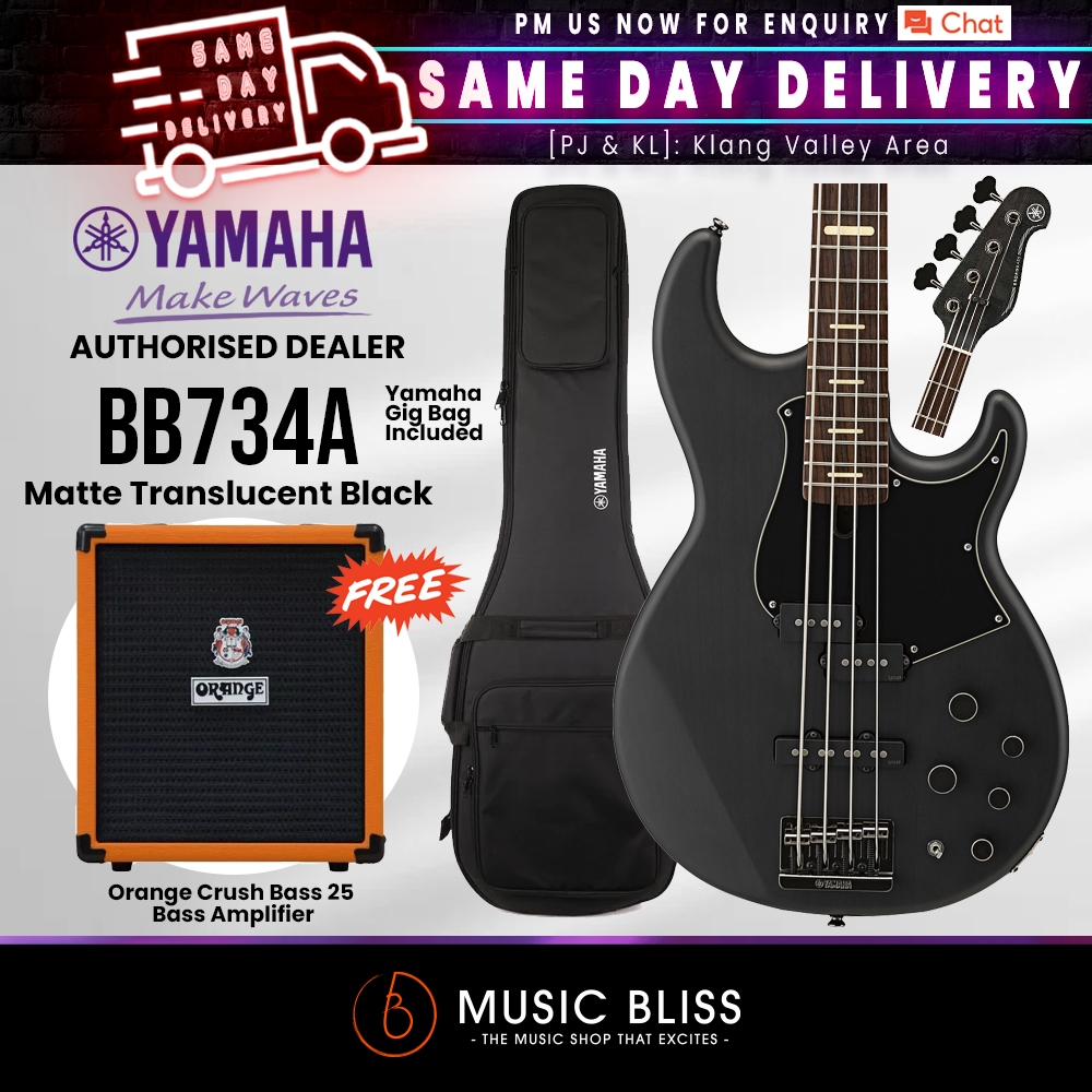 Yamaha BB734A 4-string Electric Bass Guitar - Matte Translucent Black ...