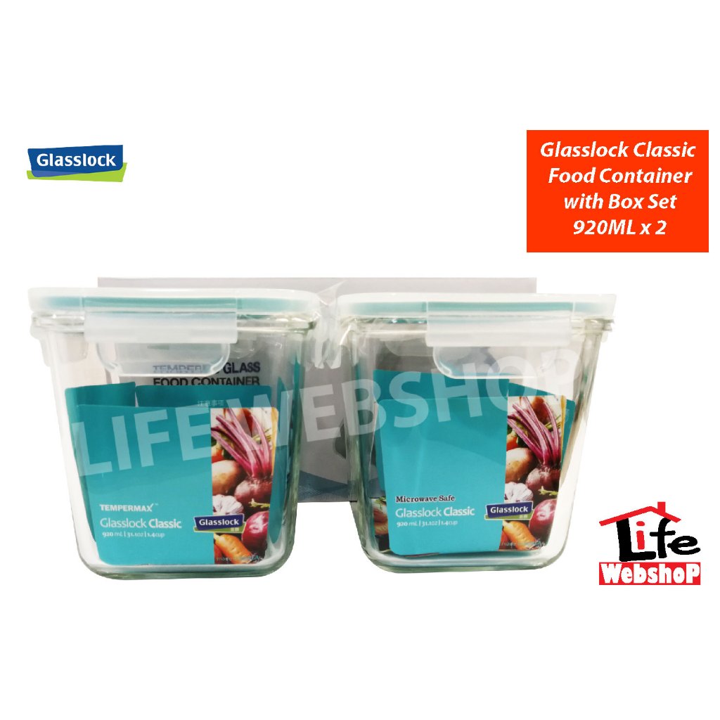 GLASSLOCK FOOD CONTAINER ( 920ml x 2 ) WITH BOX SET | Shopee Malaysia