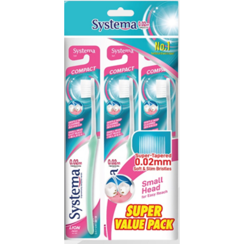 SYSTEMA TOOTHBRUSH SUPER VALUE PACK (3'S) COMPACT SMALL HEAD | Shopee ...