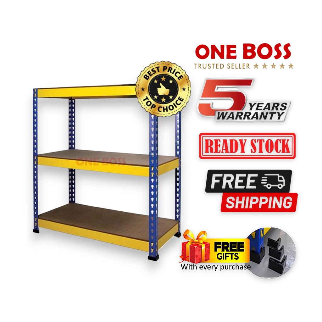 ONE BOSS 3 LEVELS YELLOW & BLUE BOLTLESS RACK HOME STORAGE WAREHOUSE ...