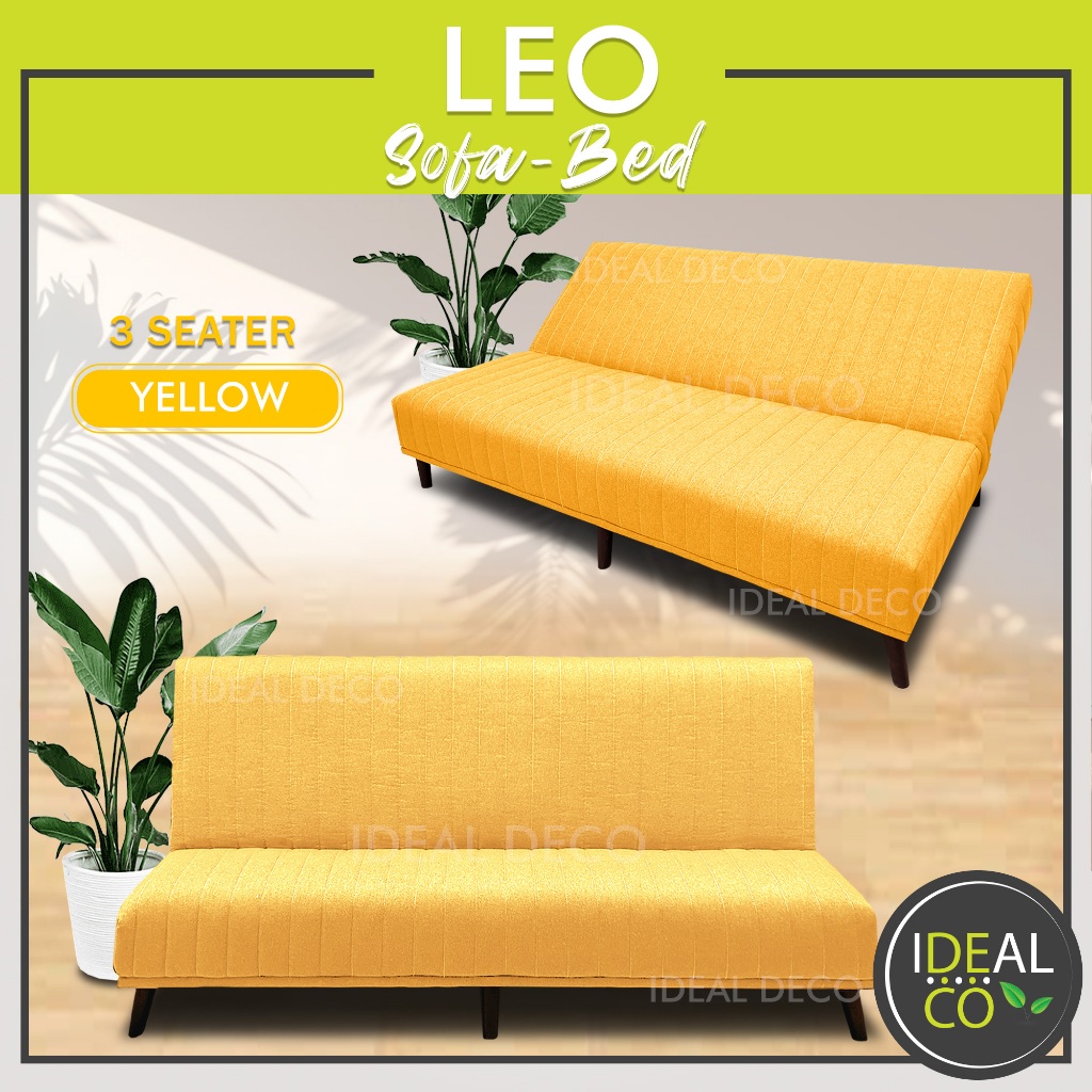 (Free Delivery) Leo Sofa Bed : Water Repellent Fabric Full Solid Wood Foldable Sofas ( 3 Seater ...
