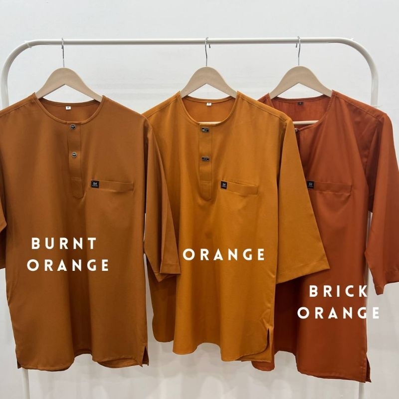 [S-3XL] Kurta Lelaki Oren Bata | Kurta Lelaki Burnt Orange | Kurta ...
