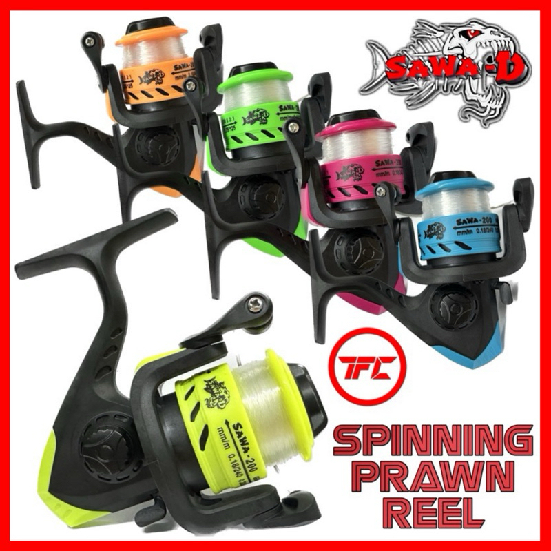 SAWA-D 200 Spinning Prawn Reel Matt Color Free Nylon Mono Line Mesin ...