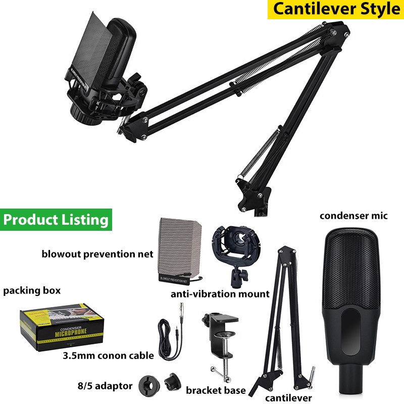 ZX85 Professional Condenser Microphone Large Diaphragm Broadcasting and ...