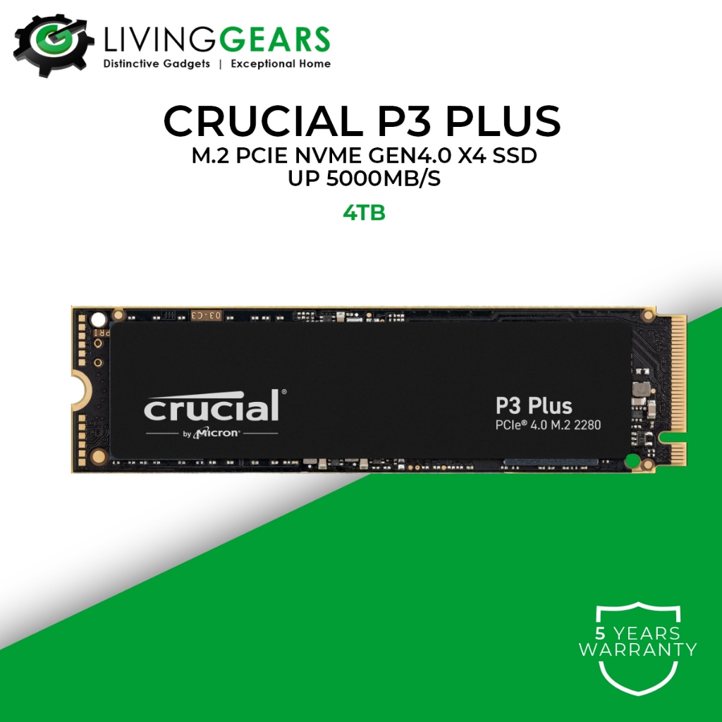 CRUCIAL SSD NVME M.2 GEN 3 / 4 P3 / P3 PLUS SERIES ( 4TB ) | Shopee ...