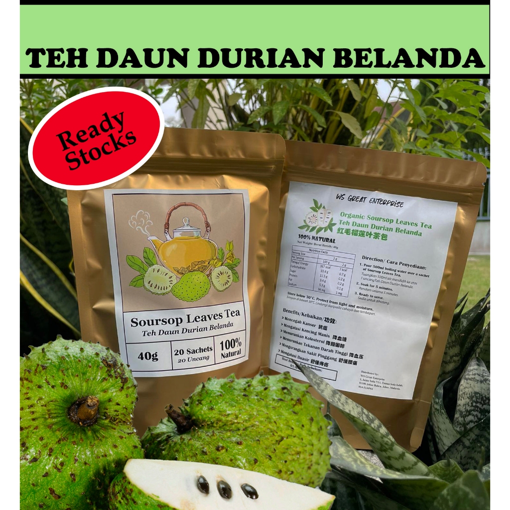 Teh Daun Durian Belanda (20teabags/pack) (100% Asli) (Anti-kanser ...