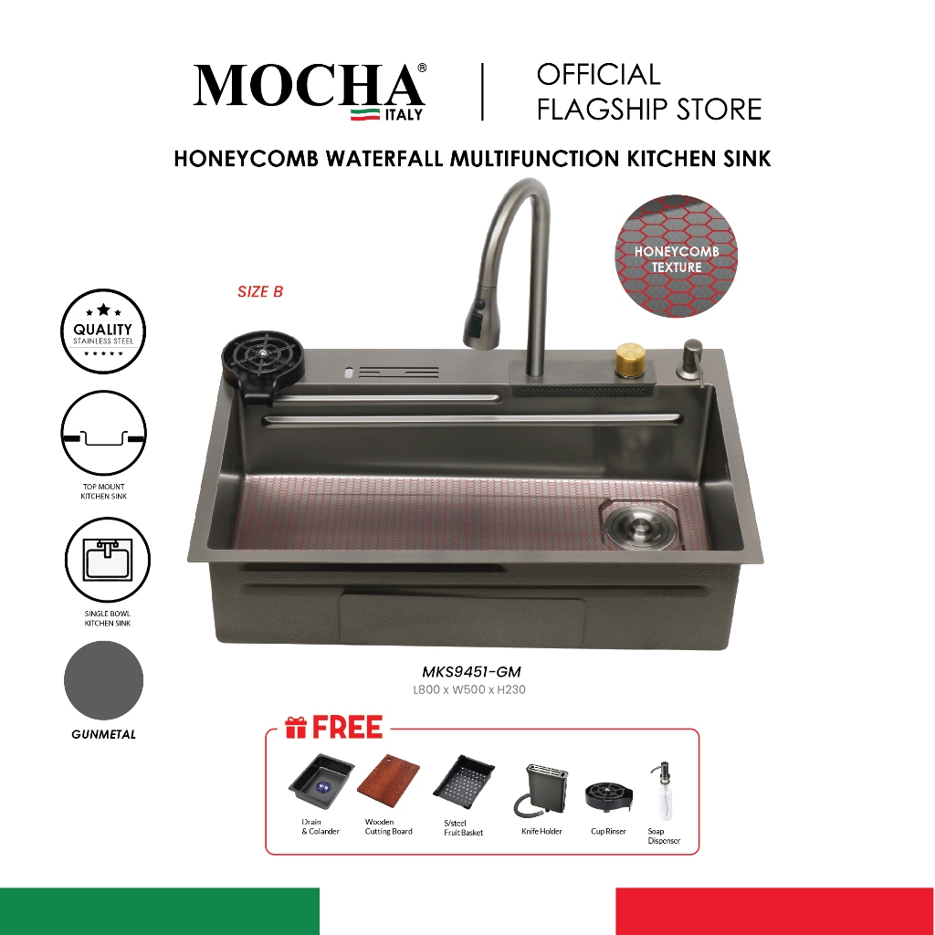 MOCHA SUS304 Honeycomb Multifunction Sink MKS9449-GM Kitchen sink sinki ...