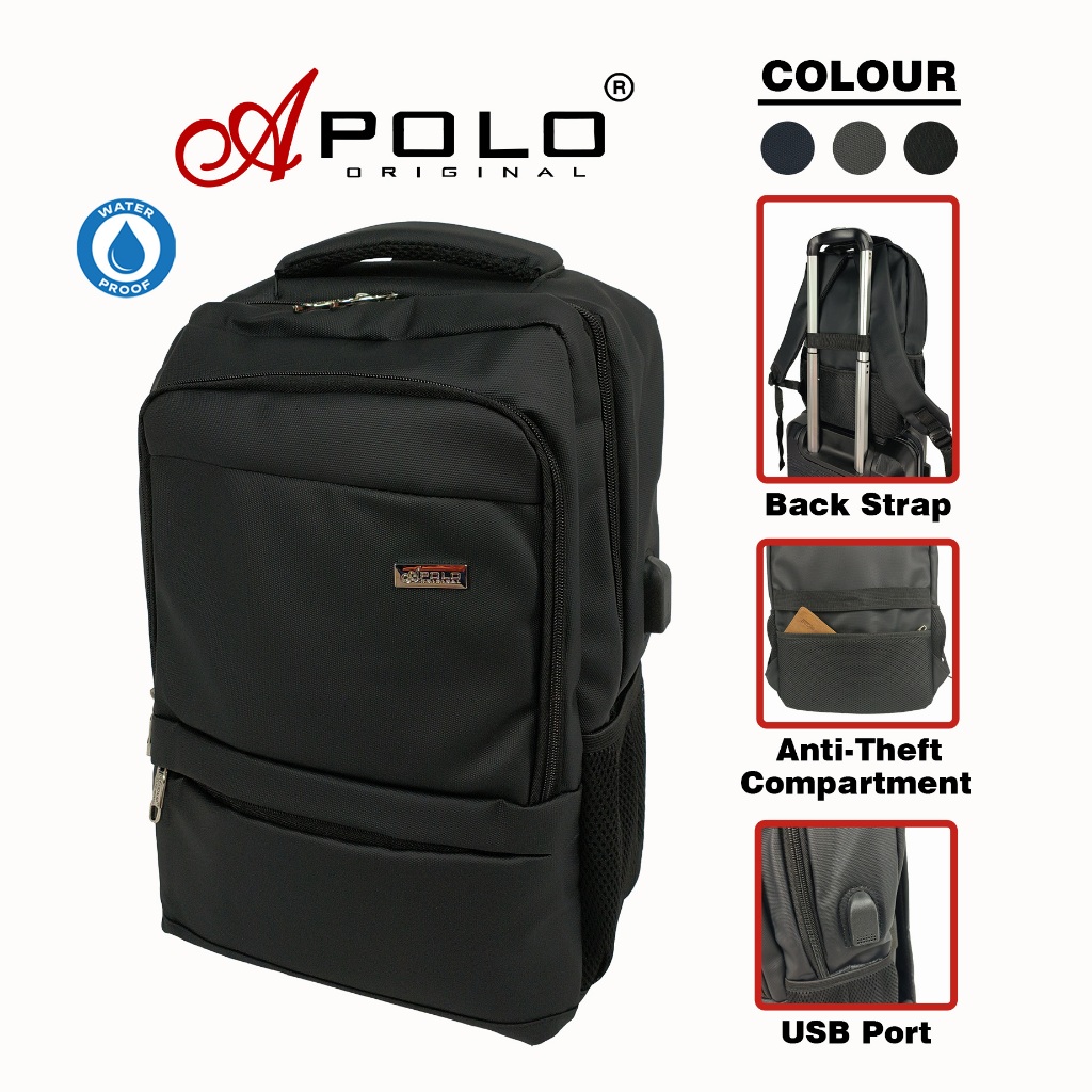 APOLO USB Port Laptop Backpack / Backpack (Waterproof Fabric) 55204LB ...