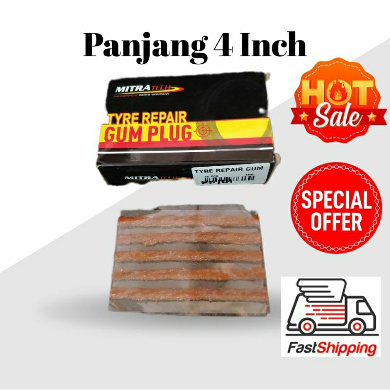5psc × 4 Inch Tubeless Tyre Tayar Puncture Seal Repair rubber Strip ...