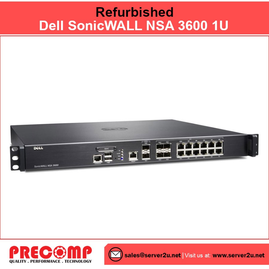 (Refurbished) Dell SonicWALL NSA 3600 1U Network Security Appliance 18 ...