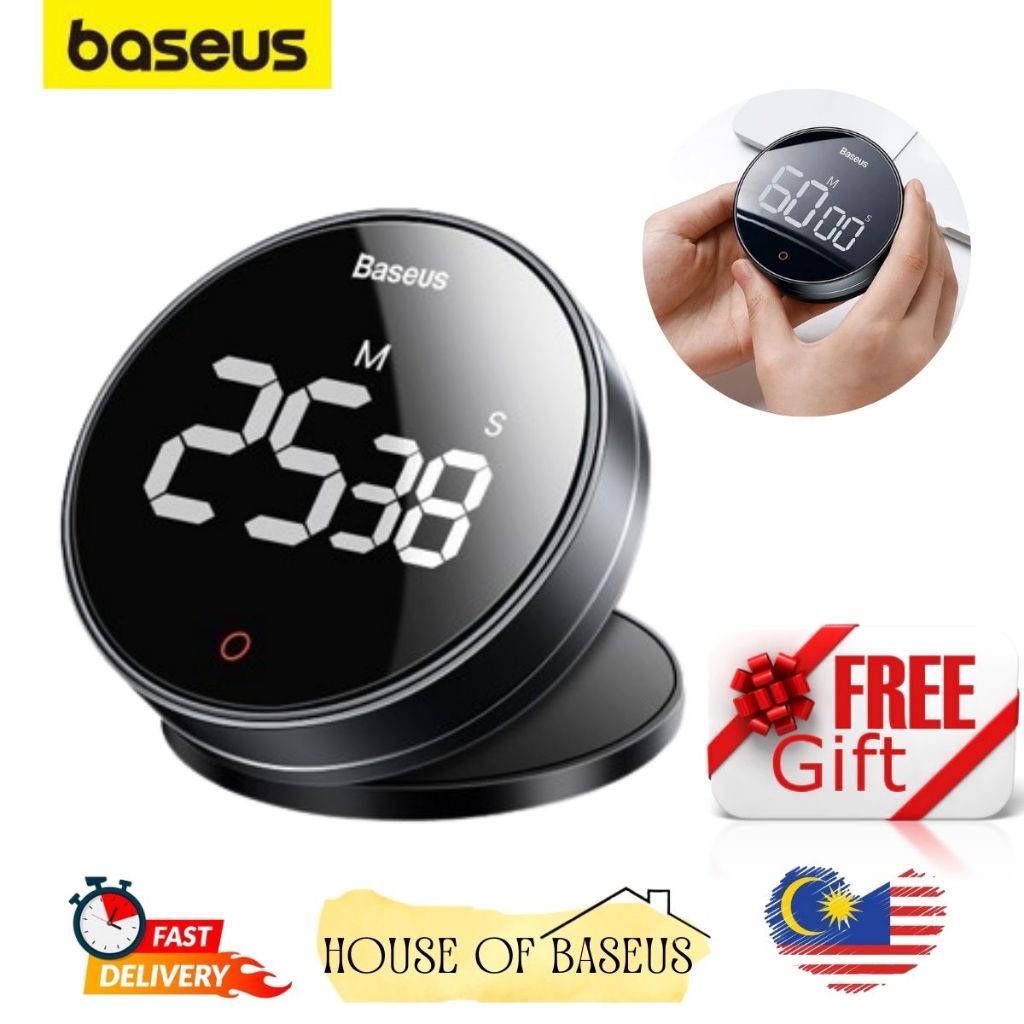 Baseus Magnetic Kitchen Timer Countdown Stopwatch Manual Rotation ...