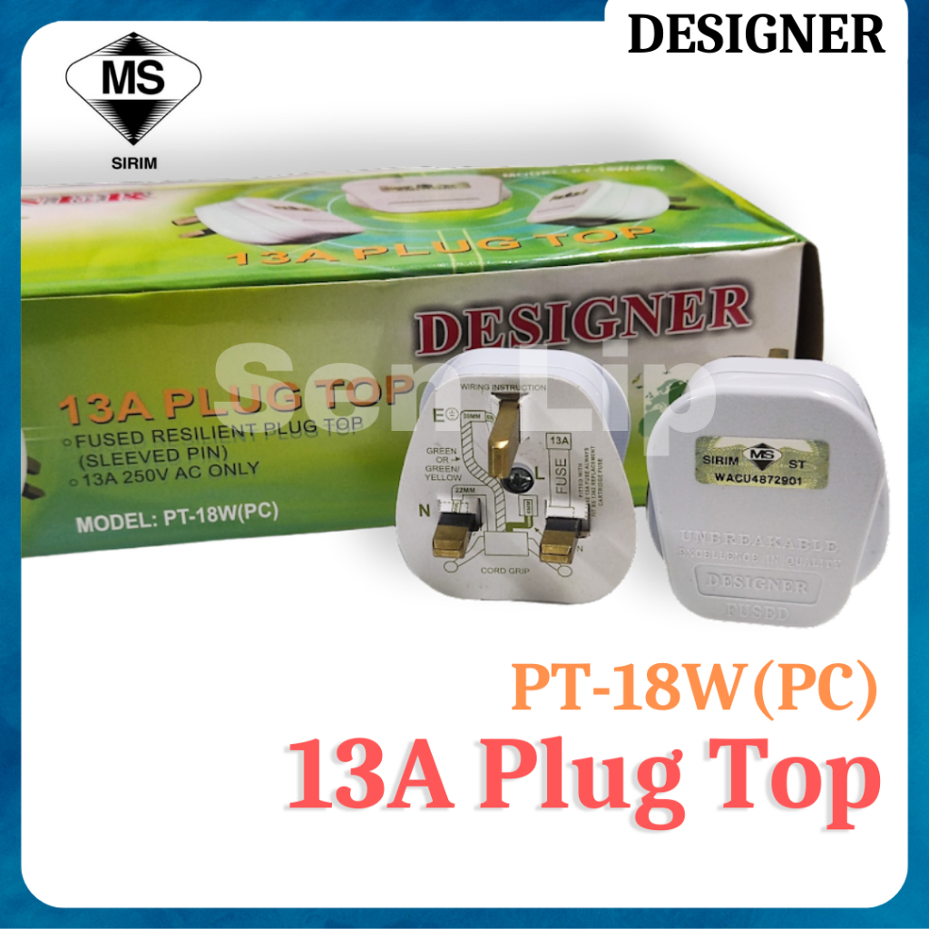 DESIGNER 13A Plug Top (SIRIM) PT-18W(PC) / 3 Pin Plug Top | Shopee Malaysia
