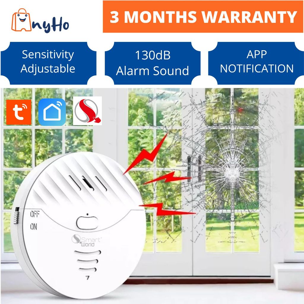 TUYA SMART WORLD Wireless Standalone Vibration Sensor Alarm Door Window ...