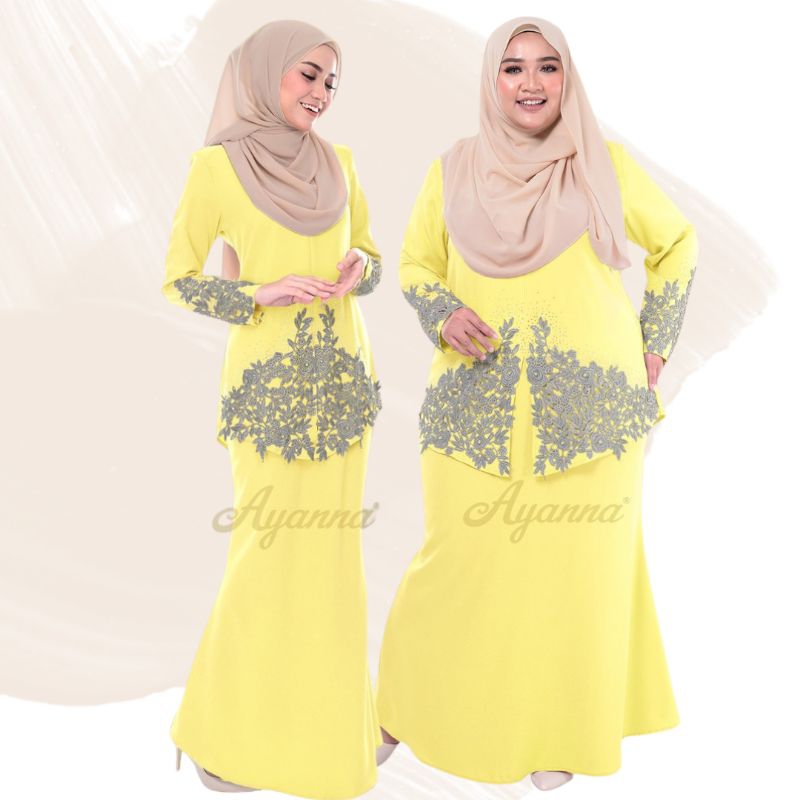 YELLOW PLUS SIZE KURUNG / BAJU RAYA / READY STOCK / BAJU KURUNG MODEN ...
