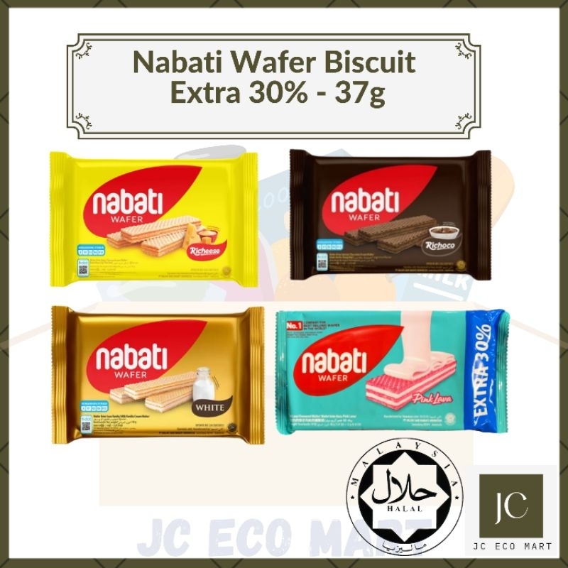 Nabati Wafer Biscuit Extra 30% - 37g (Flavor : Pink Lava / RichChoco ...