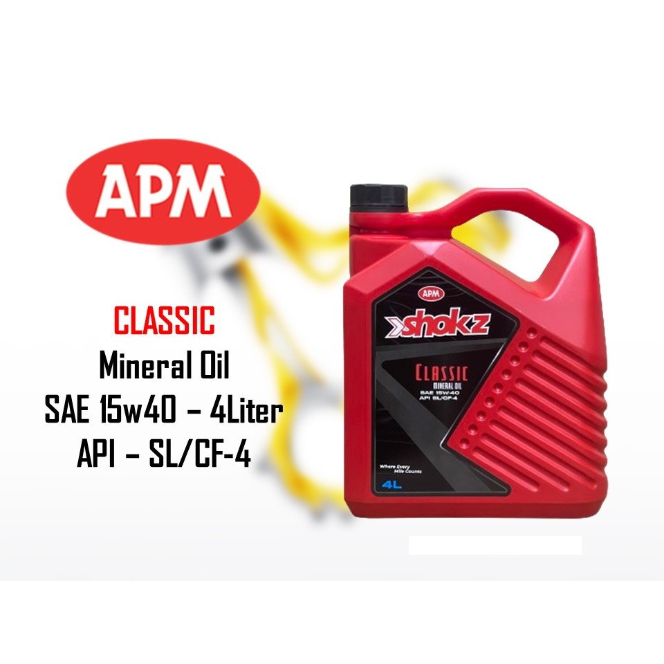 APM - 15w40 4L API SL/CF-4 Mineral Engine Oil 4Liter 15w-40 API SL/CF-4 ...