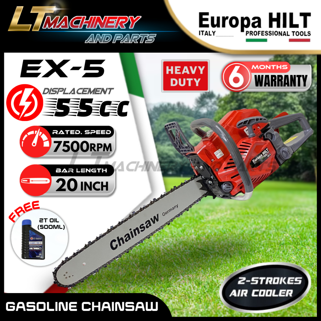 [ 100% Original ] EUROPA HILT EX5 Gasoline Chainsaw with 20" Guide Bar ...