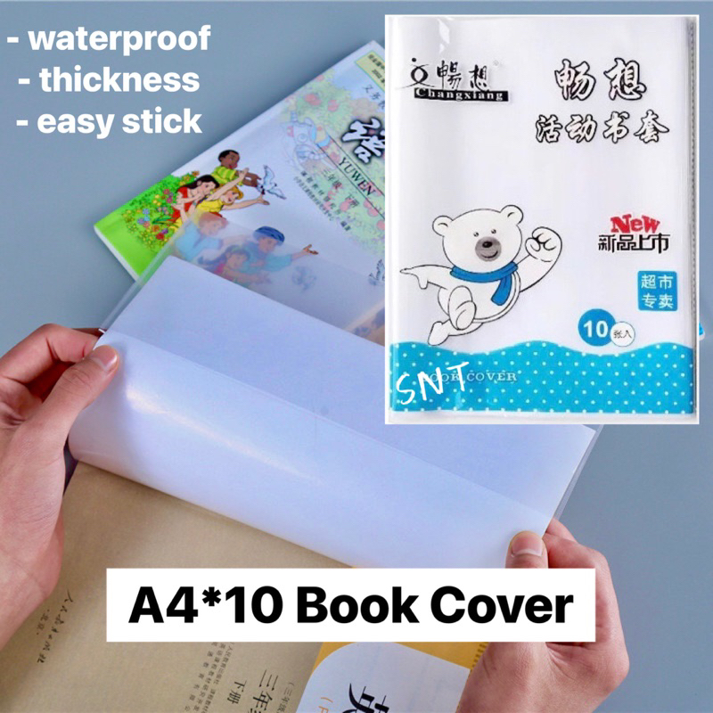 Thick PVC Book Cover Transparent A4 Text Book 10 sheets Pembalut Buku ...
