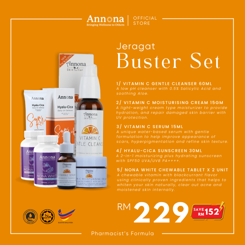 JERAGAT BUSTER SET - Vit C Gentle Cleanser, Vit C Moisturising Cream ...
