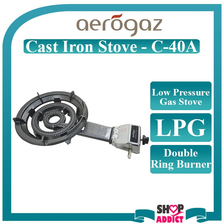Aerogaz Double Ring Burner Dapur Gas C-40A Auto Ignition Cast Iron ...