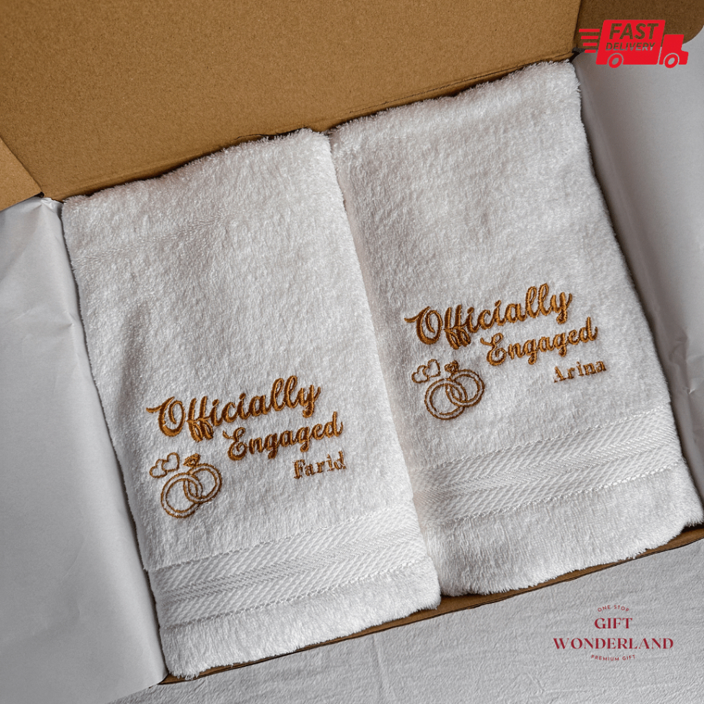 2PC SET Tuala Bertunang | Tuala Sulam | Hadiah Kahwin | Couple Towel ...
