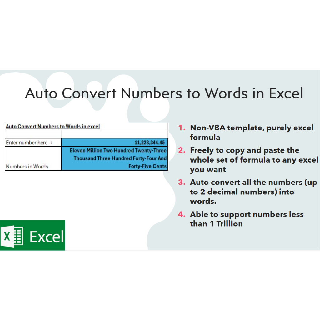 [Life Time] Auto Convert Numbers to Words by Excel Formula (Non-VBA) | Shopee Malaysia
