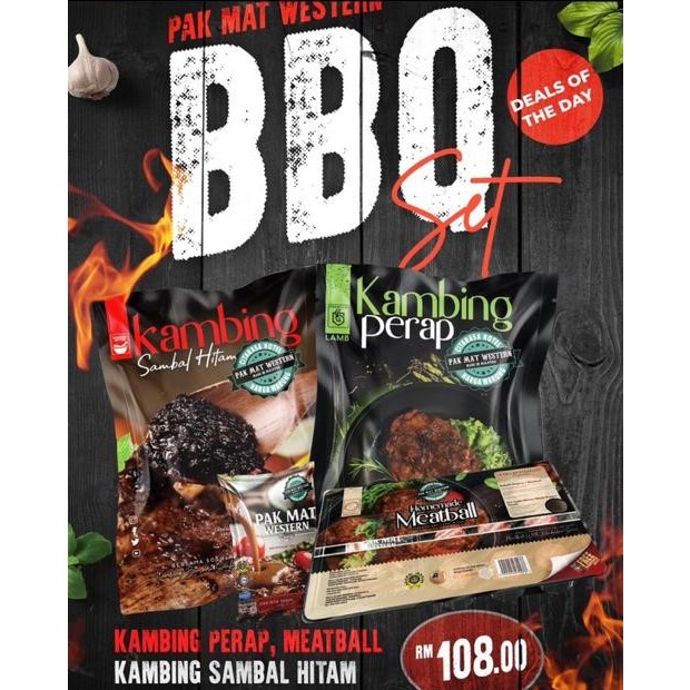 Pak Mat Western Meatball Ayam Lembu Kambing Perap Sambal Hitam | Shopee ...