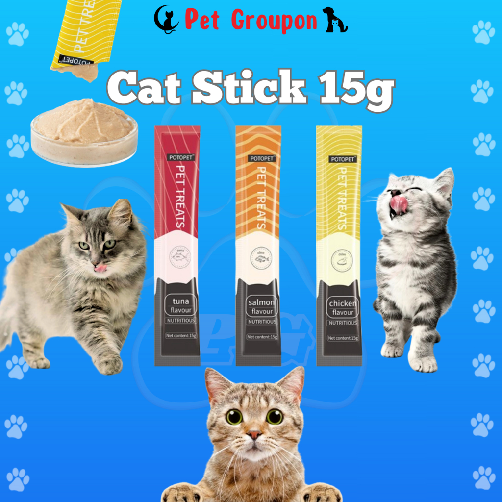 💯PG🥊 Potopet Cat Treat 15g Creamy Stick Cat Stick Cat Treats Cat Snack ...