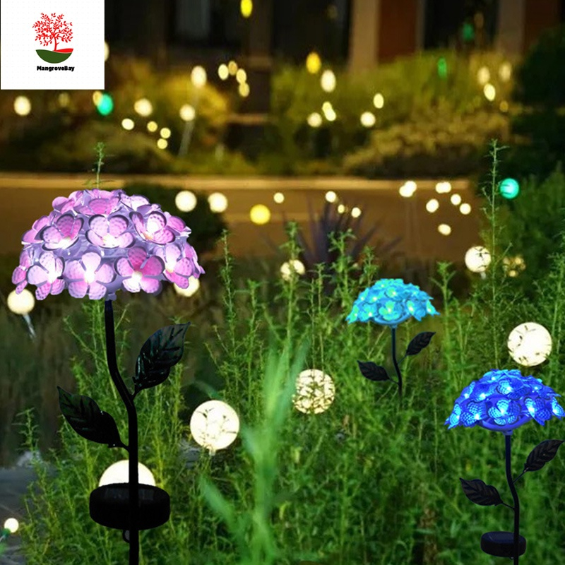 Waterproof Solar Lights French Hydrangea Flower Garden Decoration ...