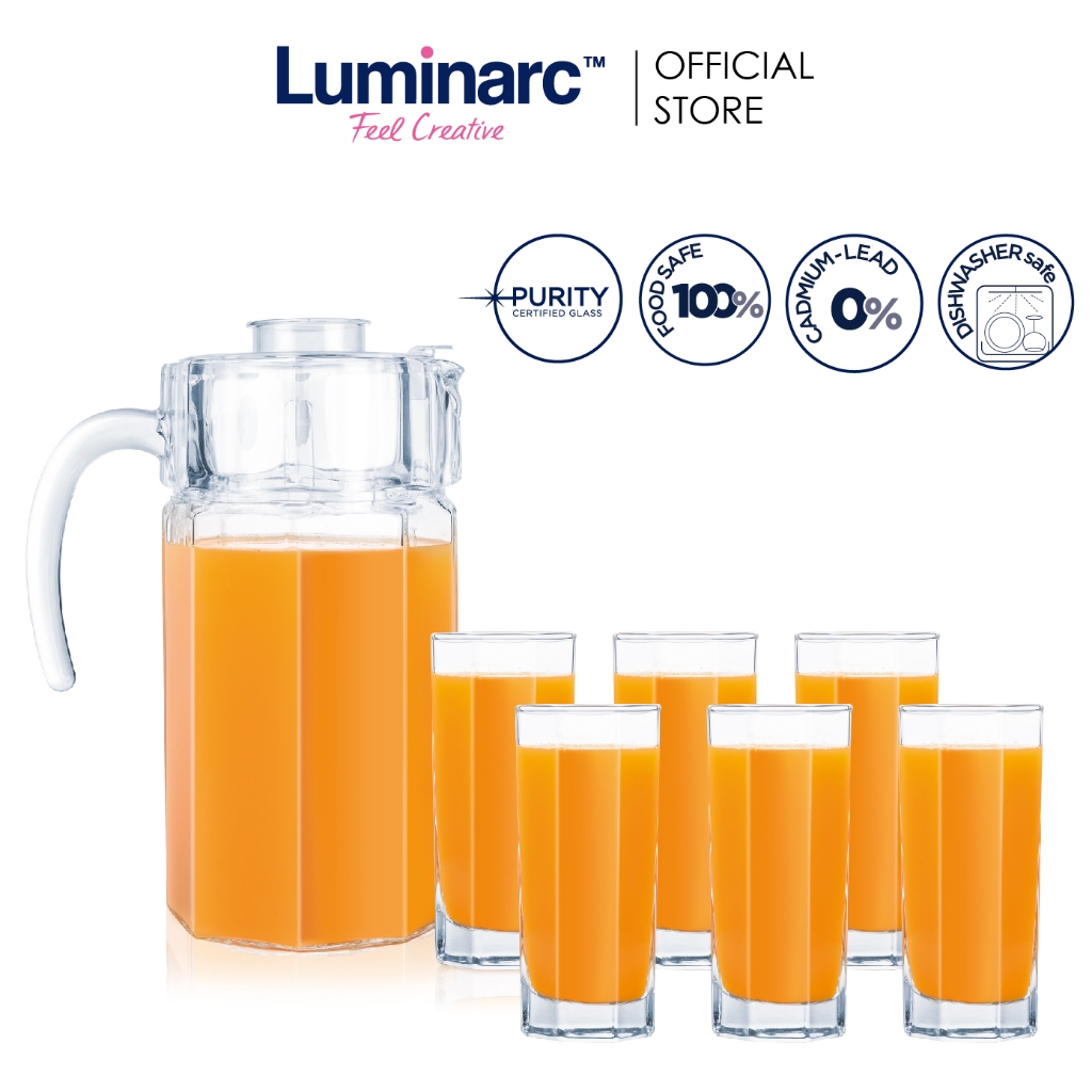 Luminarc 7Pcs Octime Water Jug + Tumblers (1600ML+320ML) - [Model ...