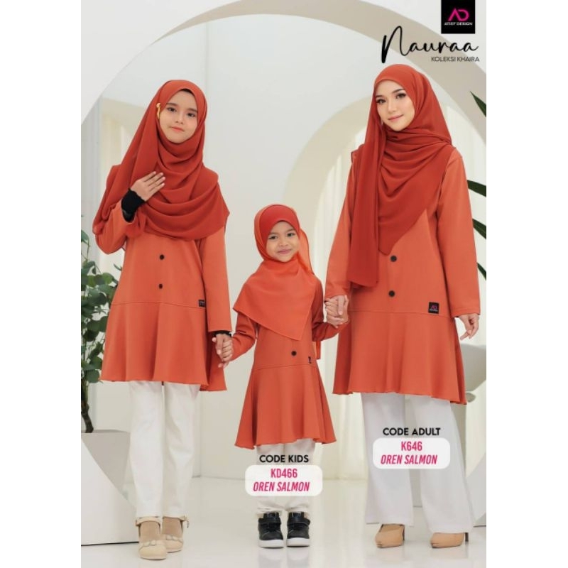 T-SHIRT MUSLIMAH NAURAA Dewasa Atief Design (sedondon ibu dan anak) | Shopee Malaysia