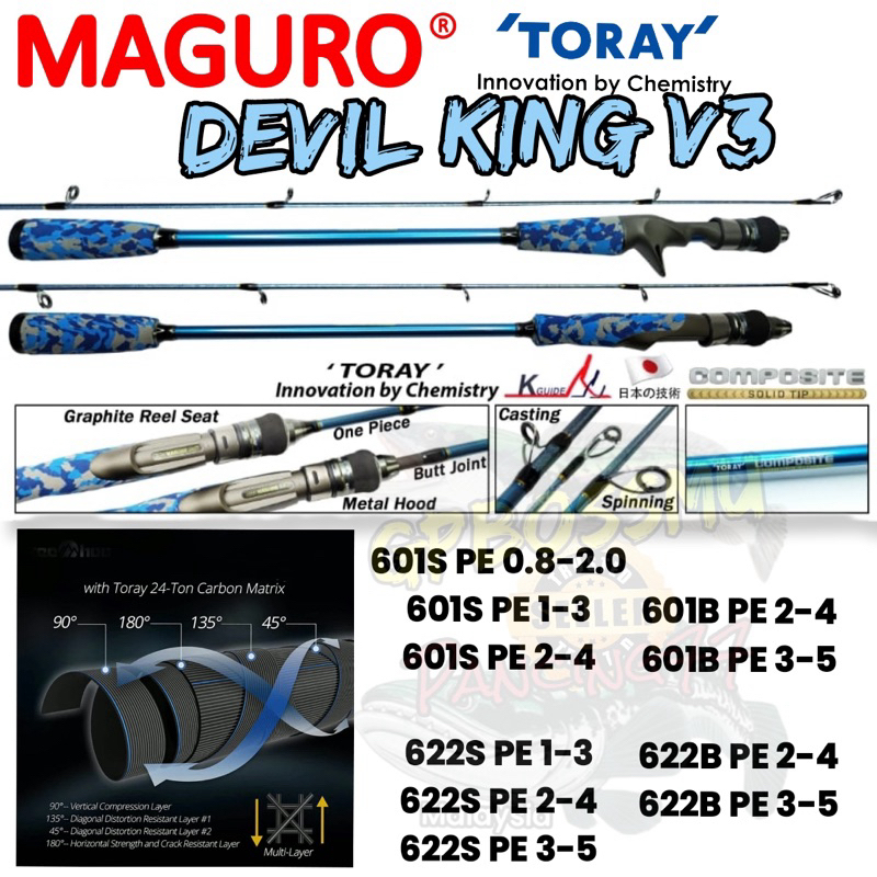 MAGURO DEVIL KING SOLID CARBON TORAY' ROD SPINNING / BC | Shopee Malaysia
