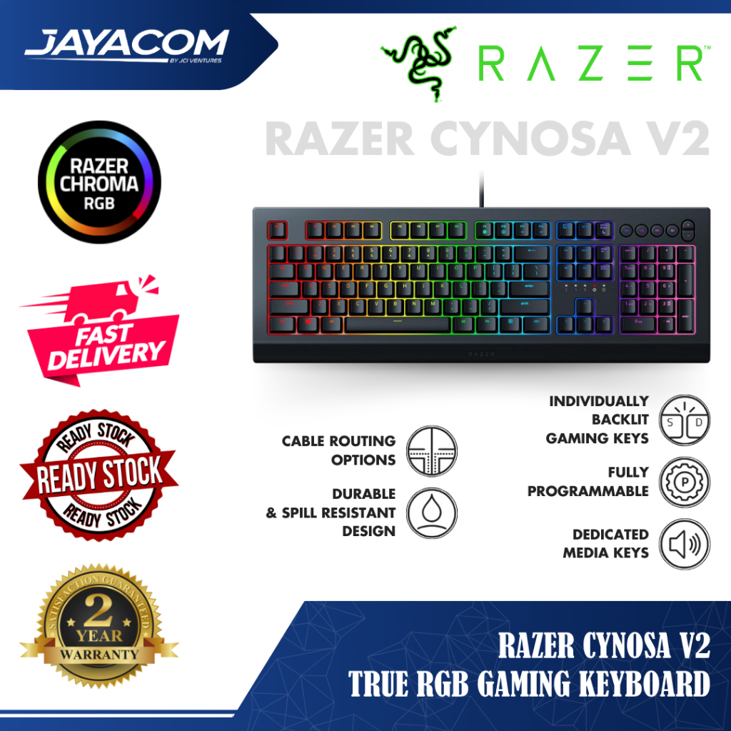 Razer Cynosa V2 True RGB Gaming Keyboard (Customizable Chroma RGB ...