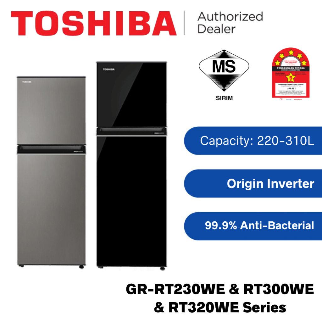 Toshiba 5 Star Inverter 2 Door Refrigerator (220L/270L/310L/530L) GR ...