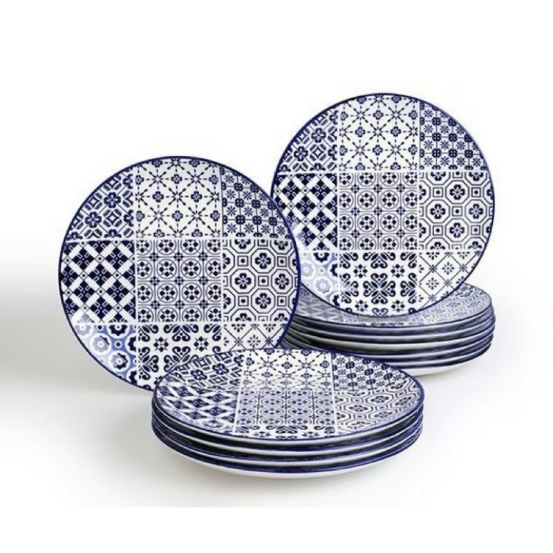 6pcs Set Pinggan Mangkuk Kaca Giacomo Vintage Blue Collection Tahan ...