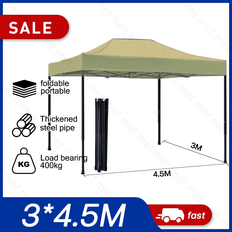 Khemah 10x10 Folding Canopy Tent Retractable Kanvas Kanopi Night Market ...