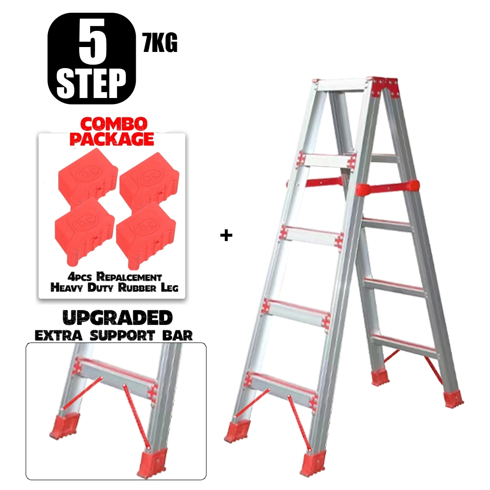 5 Step Ladderman Commercial Use Heavy Duty Aluminium Double Sided ...