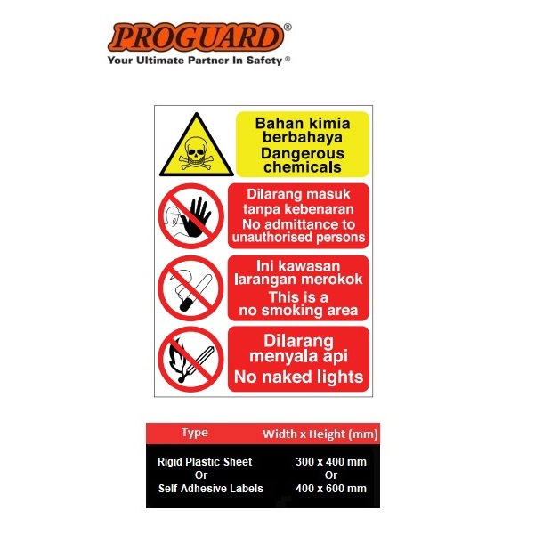 Proguard Bahaya Dangerous Chemicals Multi Message Indoor Outdoor Safety ...