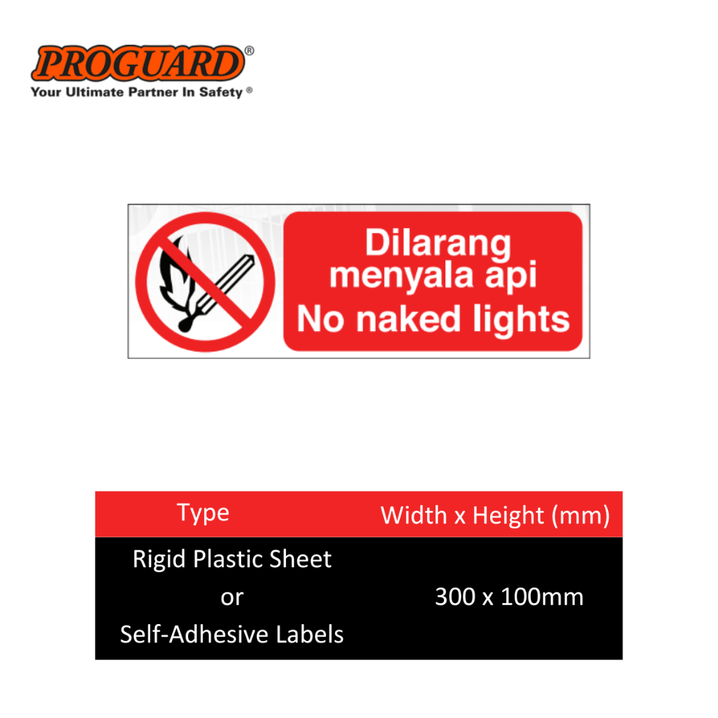 Proguard 300x100 No Naked Lights Prohibition Safety Sign Indoor Outdoor ...
