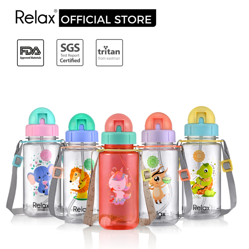 RELAX Tritan Botol Air Kanak-Kanak Kids Water Bottle with Straw Colourful BPA Free - D7640 ...