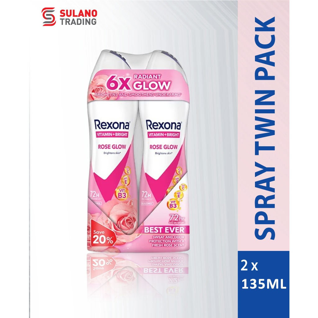 Rexona Brightening Fresh Rose Spray Twin Pack 2x135ML | Shopee Malaysia